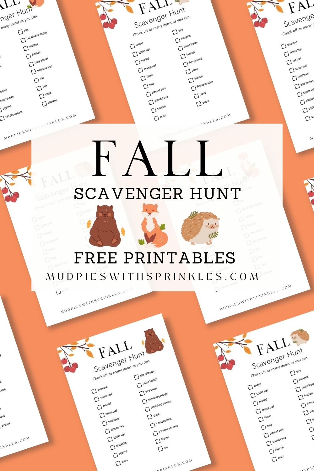 Free Fall Scavenger Hunt Printable for Kids: Nature Hunts - Mud Pies ...